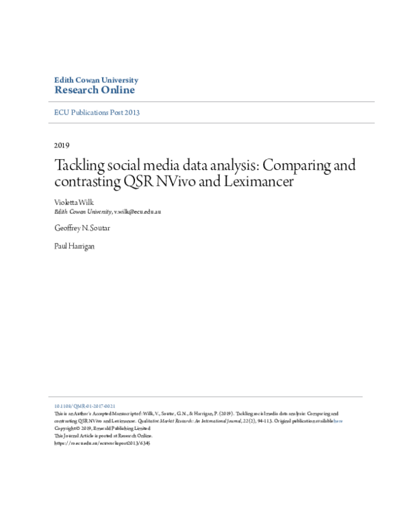 (PDF) Tackling social media data analysis