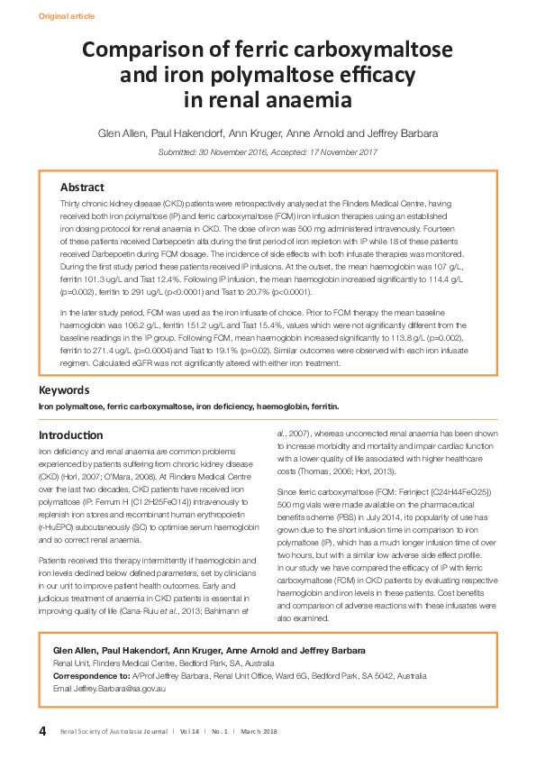 (PDF) Comparison of ferric carboxymaltose and iron polymaltose efficacy ...