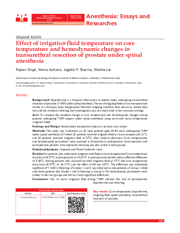 (PDF) Effect of irrigation fluid temperature on core temperature and ...