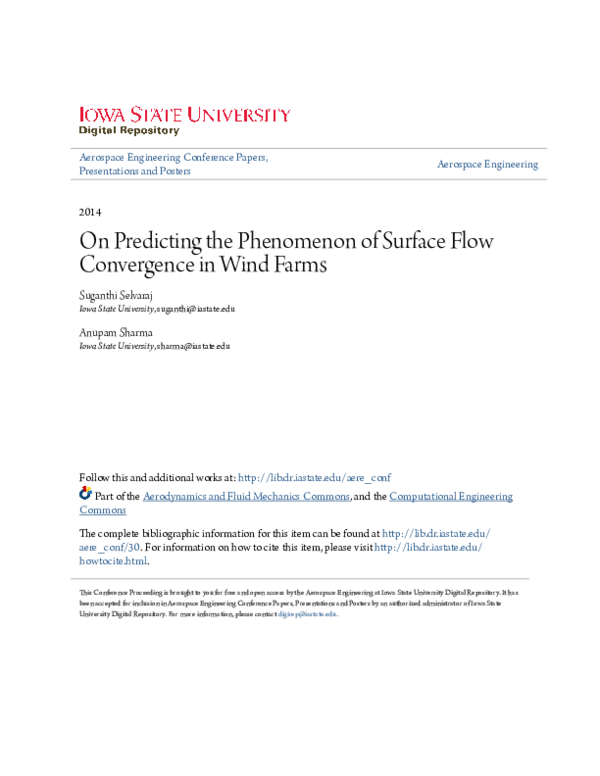 (PDF) On Predicting the Phenomenon of Surface Flow Convergence in Wind ...
