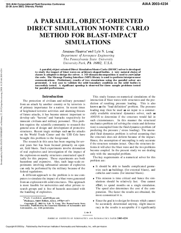 (PDF) A Parallel Object-Oriented DSMC Method for Blast Impact Simulations