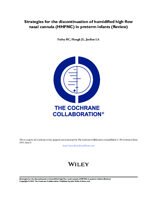 (PDF) Strategies for the discontinuation of humidified high flow nasal ...