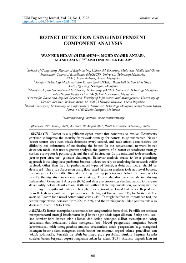 (PDF) Botnet Detection Using Independent Component Analysis