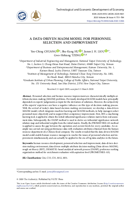 (PDF) A Data-Driven Madm Model for Personnel Selection and Improvement