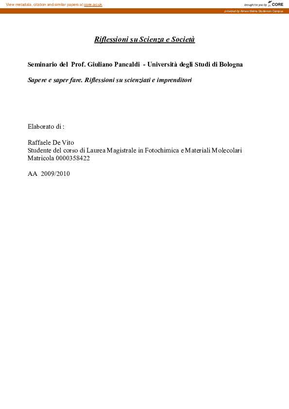 (PDF) Le più belle tesine degli studenti che hanno seguito il corso