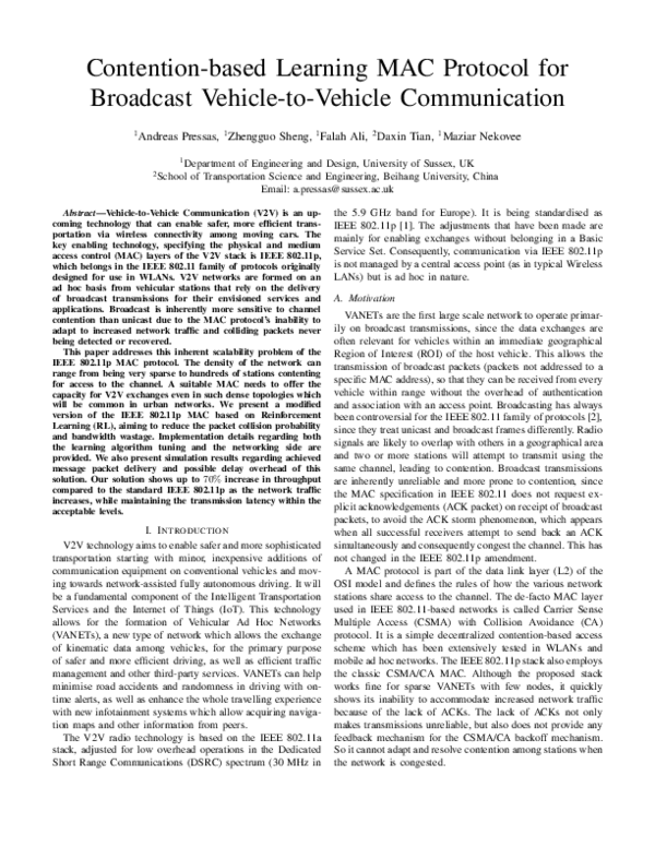 (PDF) Contention-based learning MAC protocol for broadcast vehicle-to ...