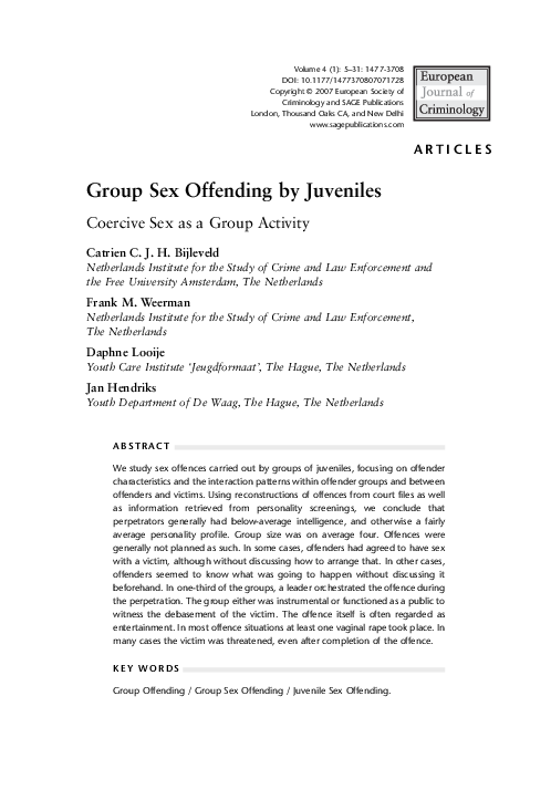 (PDF) Group Sex Offending by Juveniles
