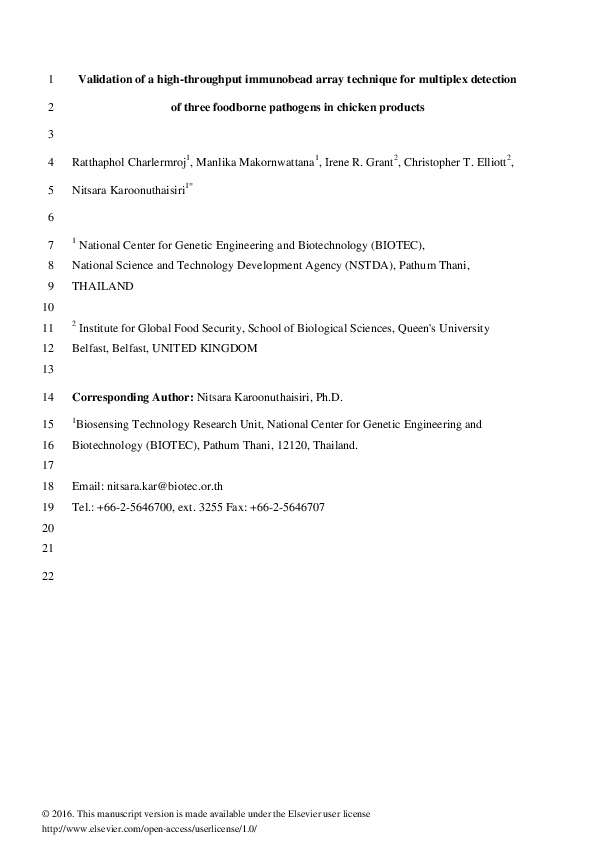 (PDF) Validation of a high-throughput immunobead array technique for ...