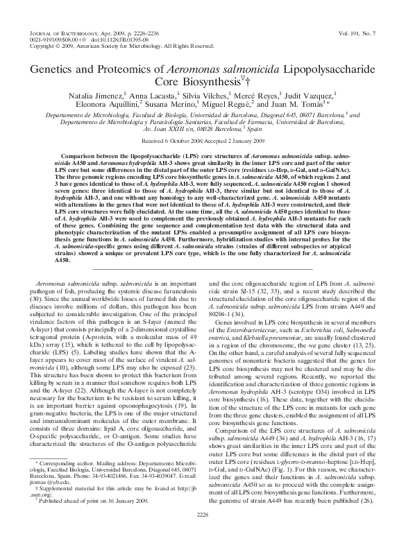 (PDF) Genetics and Proteomics of Aeromonas salmonicida ...
