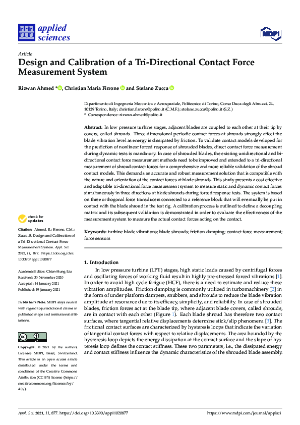(PDF) Design and Calibration of a Tri-Directional Contact Force ...