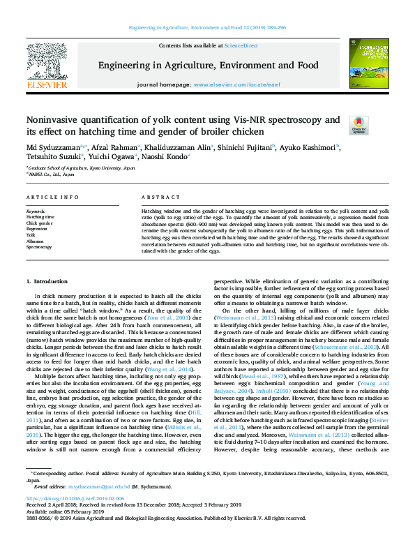 (PDF) Noninvasive quantification of yolk content using Vis-NIR ...