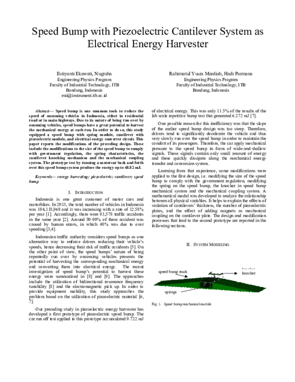 (PDF) Speed bump with piezoelectric cantilever system as electrical ...