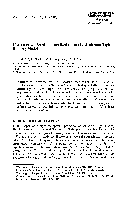 (PDF) Constructive proof of localization in the Anderson tight binding model