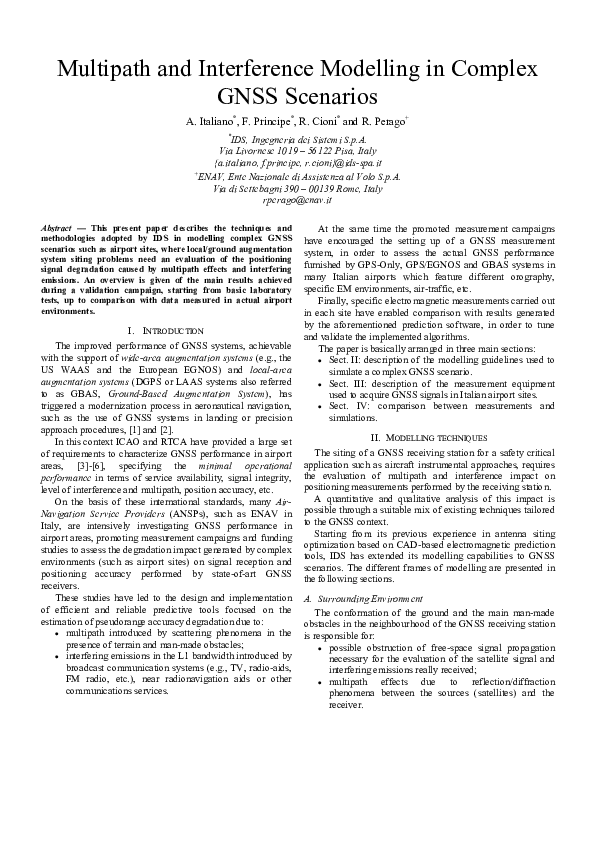 (PDF) Multipath and interference modelling in complex GNSS scenarios