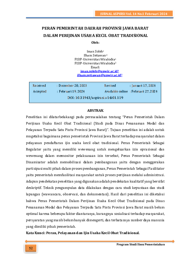 (PDF) Peran Pemerintah Daerah Dalam Perijinan Usaha Kecil Obat ...