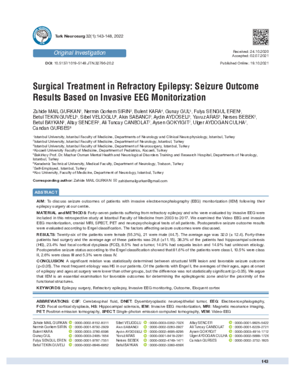 (PDF) Surgical treatment in refractory epilepsy: seizure outcome ...