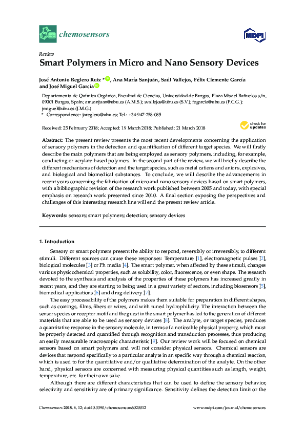(PDF) Advances in Smart Polymers for Sensors
