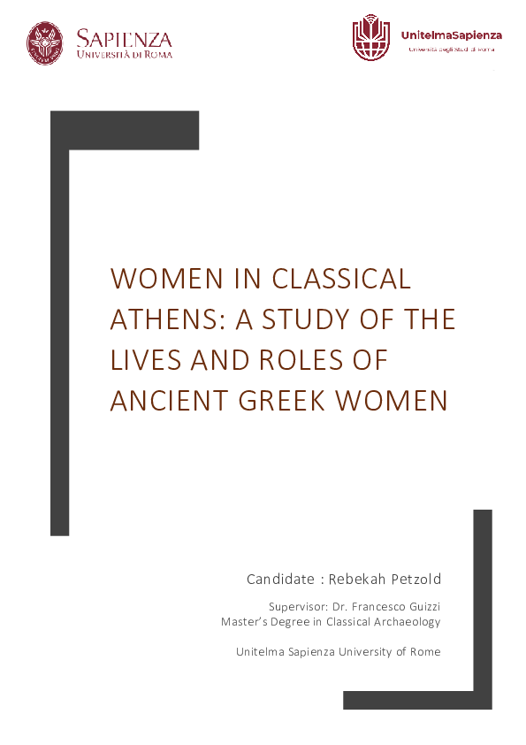 (PDF) Women in Classical Athens: A Study of the Lives and Roles of Ancient Greek Women
