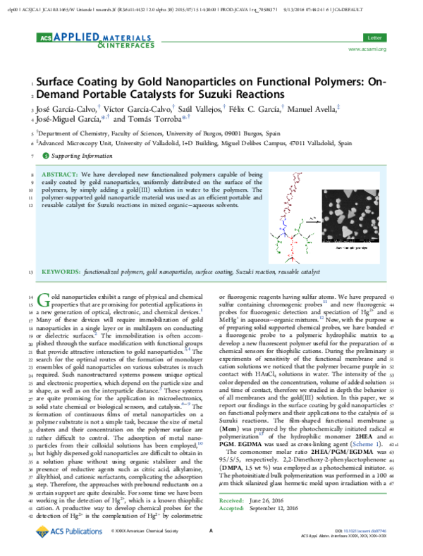 (PDF) Surface Coating by Gold Nanoparticles on Functional Polymers: On ...