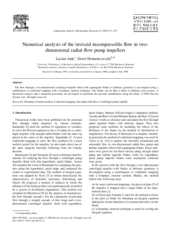 (PDF) Numerical analysis of the inviscid incompressible flow in two-dimensional radial-flow pump ...