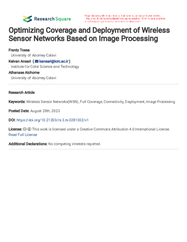 Pdf Optimizing Coverage And Deployment Of Wireless Sensor Networks
