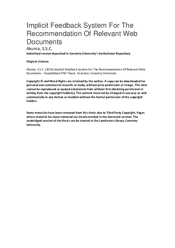 (PDF) Implicit feedback system for the recommendation of relevant Web documents