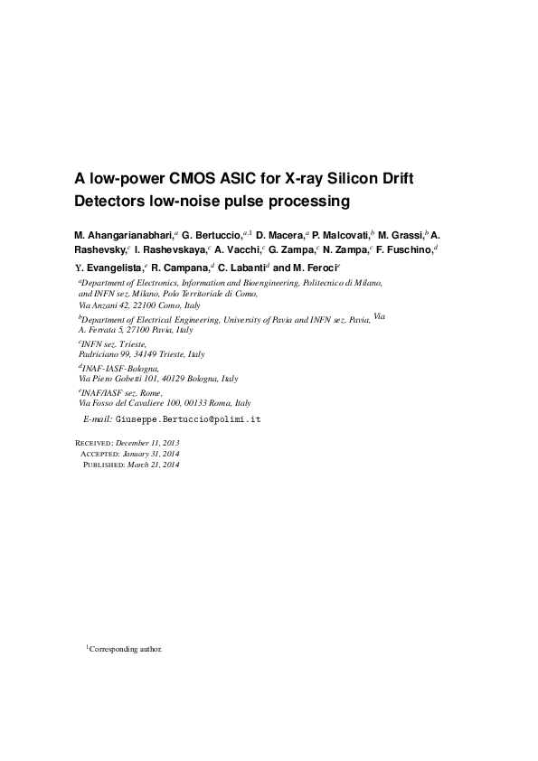 (PDF) A low-power CMOS ASIC for X-ray Silicon Drift Detectors low-noise ...