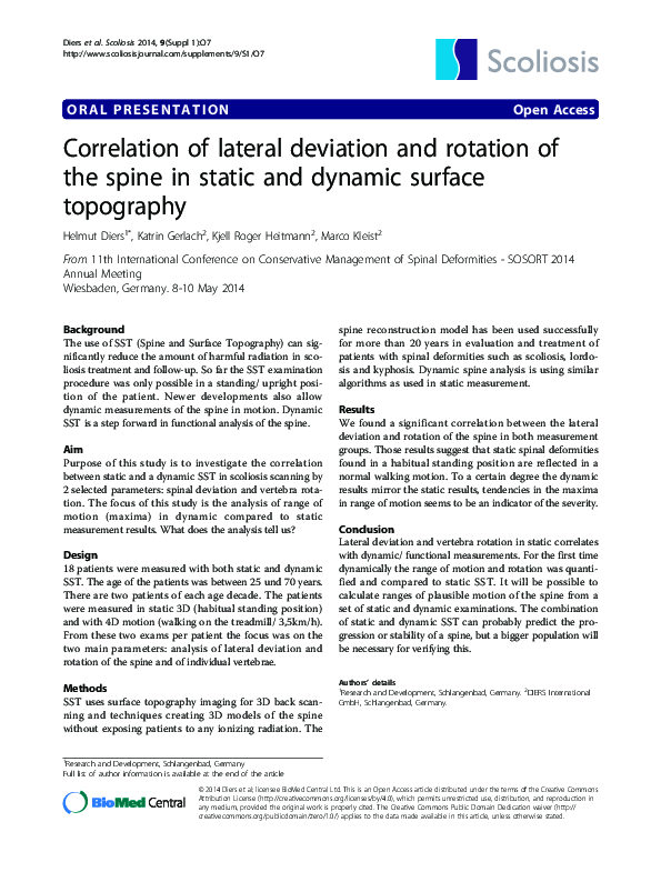 (PDF) Correlation of lateral deviation and rotation of the spine in static and dynamic surface ...