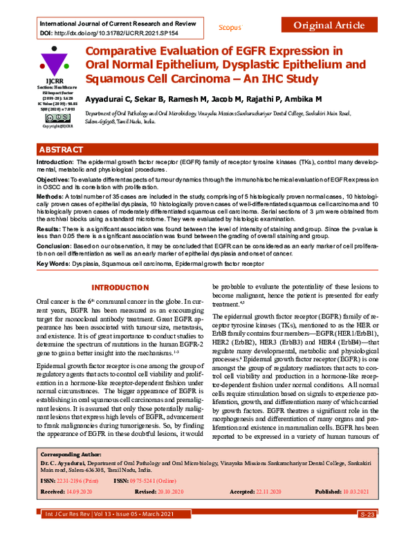 (PDF) Comparative Evaluation of EGFR Expression in Oral Normal ...