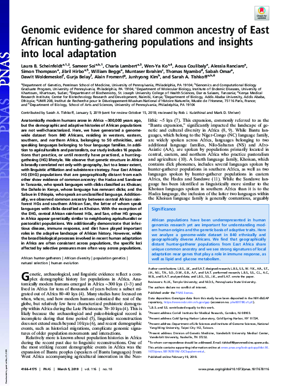 (PDF) Genomic evidence for shared common ancestry of East African ...