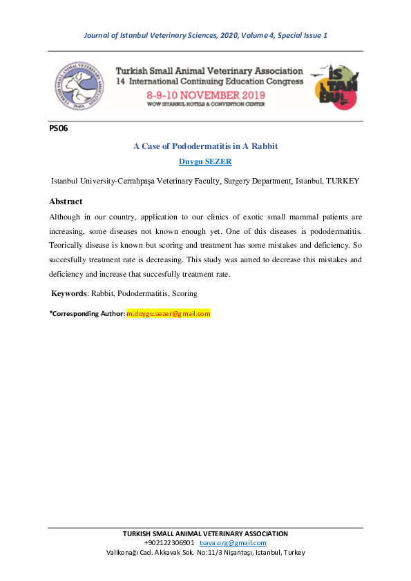 (PDF) A Case of Pododermatitis in A Rabbit