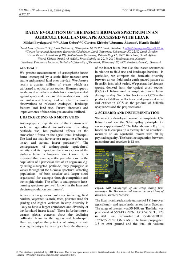 (PDF) Daily Evolution of the Insect Biomass Spectrum in an Agricultural ...