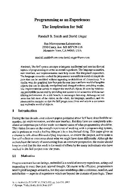 (PDF) Programming as an Experience: The Inspiration for Self