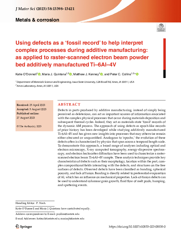 (PDF) Using defects as a ‘fossil record’ to help interpret complex ...