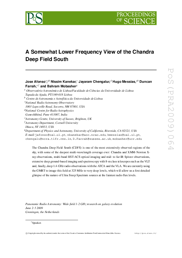 (PDF) A Somewhat Lower Frequency View of the Chandra Deep Field South