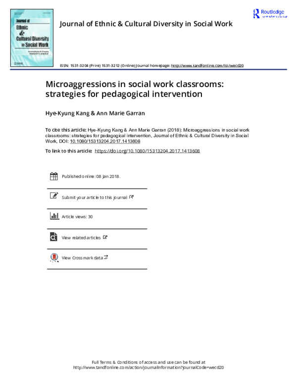(PDF) Microaggressions in social work classrooms: strategies for ...