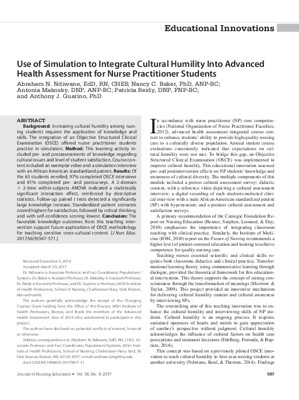 (PDF) Use of Simulation to Integrate Cultural Humility Into Advanced ...