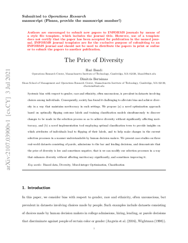 (PDF) The Price of Diversity