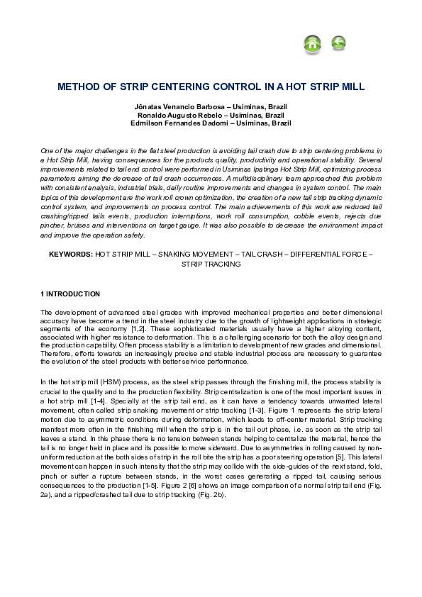 (PDF) METHOD OF STRIP CENTERING CONTROL IN A HOT STRIP MILL