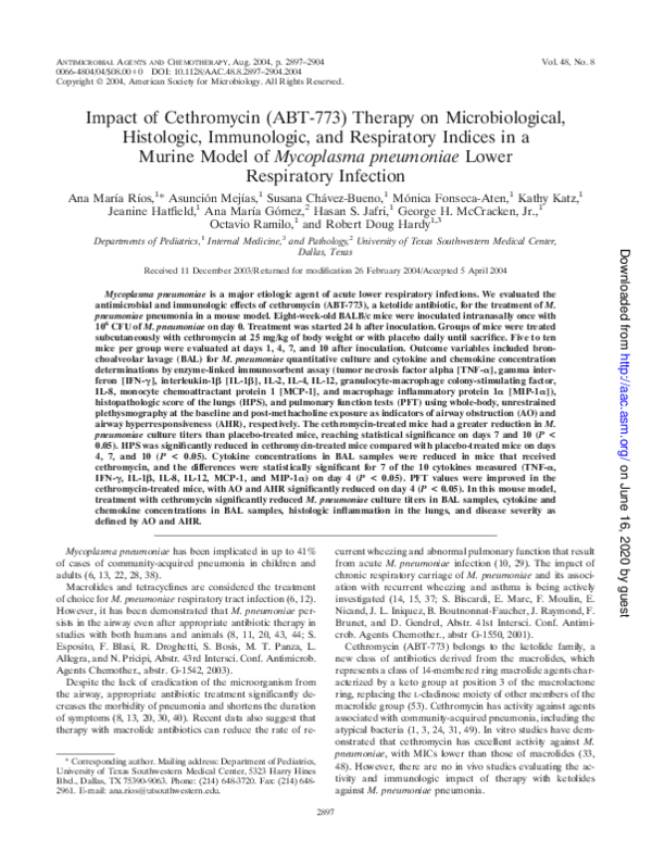 (PDF) Impact of Cethromycin (ABT-773) Therapy on Microbiological ...