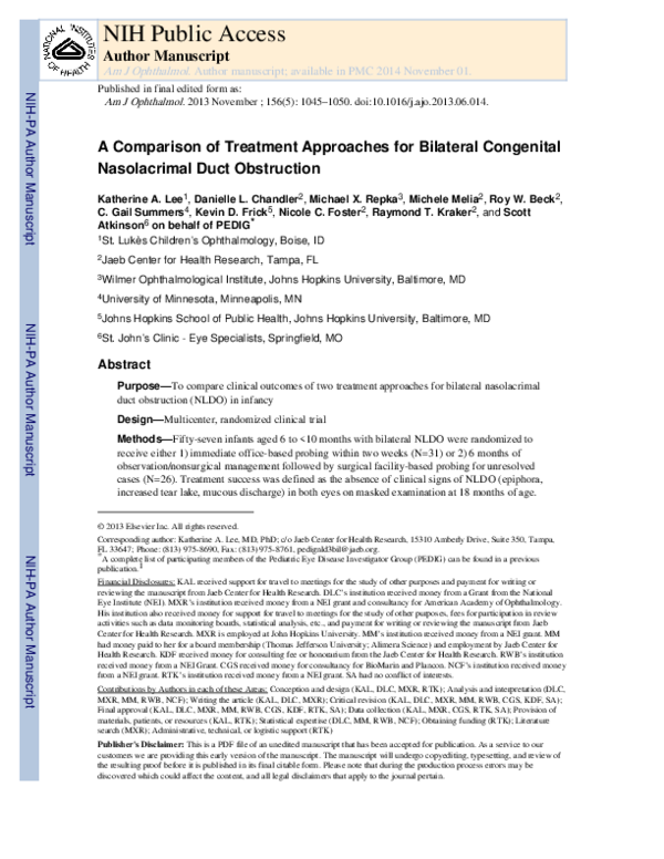 (PDF) A Comparison of Treatment Approaches for Bilateral Congenital ...