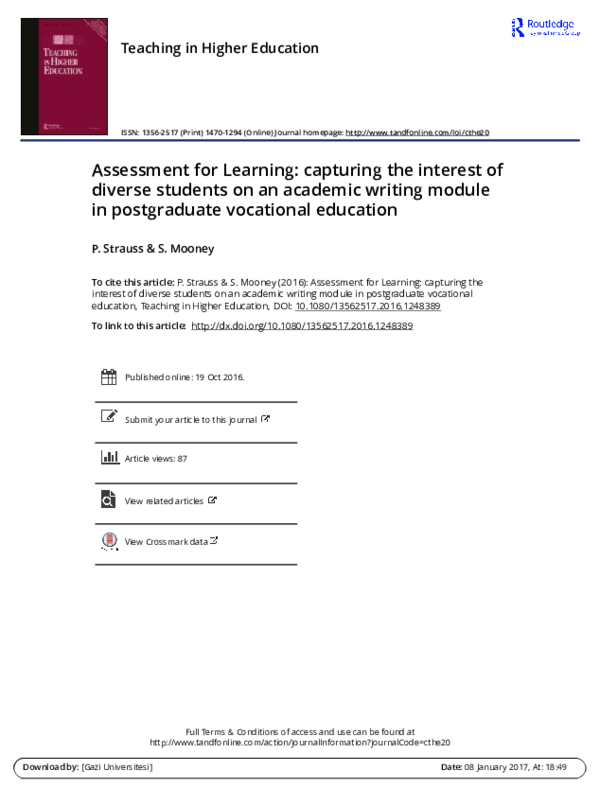 (PDF) Assessment for Learning: capturing the interest of diverse ...