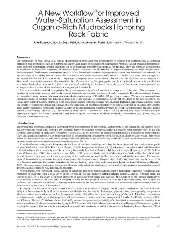 (PDF) A New Workflow for Improved Water-Saturation Assessment in ...