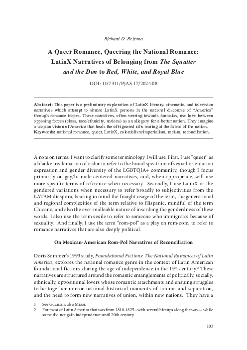 (PDF) A Queer Romance, Queering the National Romance: LatinX Narratives of Belonging from The ...