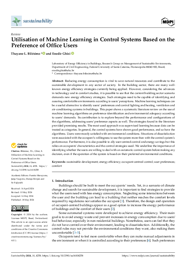 (PDF) Utilisation of Machine Learning in Control Systems Based on the ...