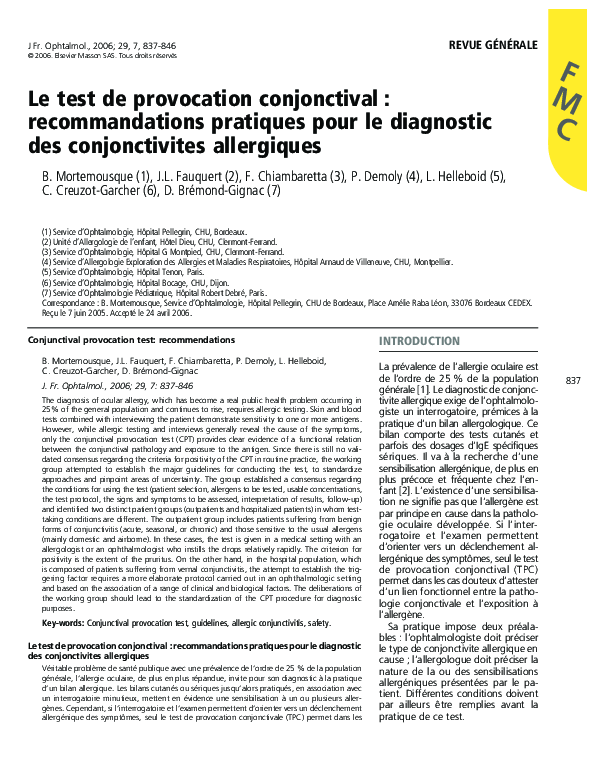 (PDF) [Conjunctival provocation test: recommendations]