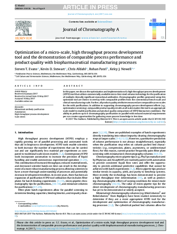 (PDF) Optimization of a micro-scale, high throughput process ...