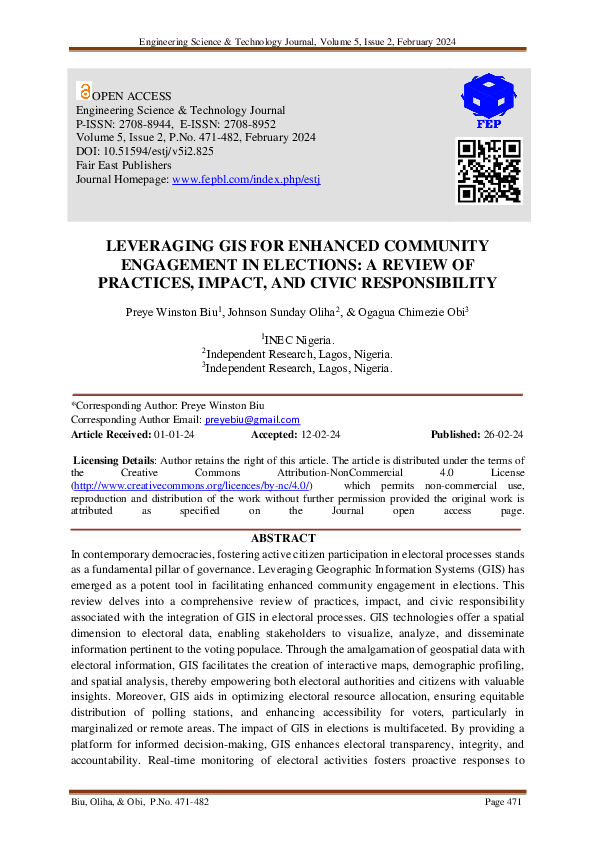 (PDF) Leveraging Gis for Enhanced Community Engagement in Elections: A ...
