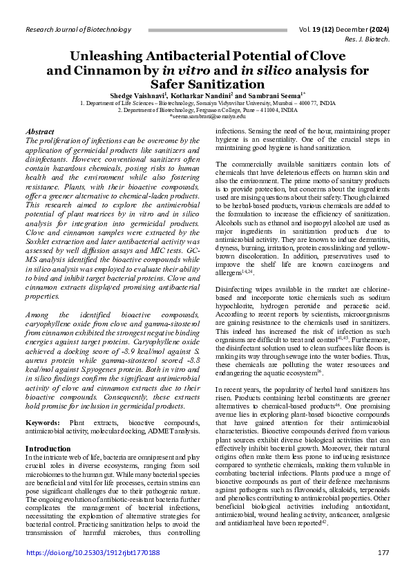 (PDF) Research journal of Biotechnology article