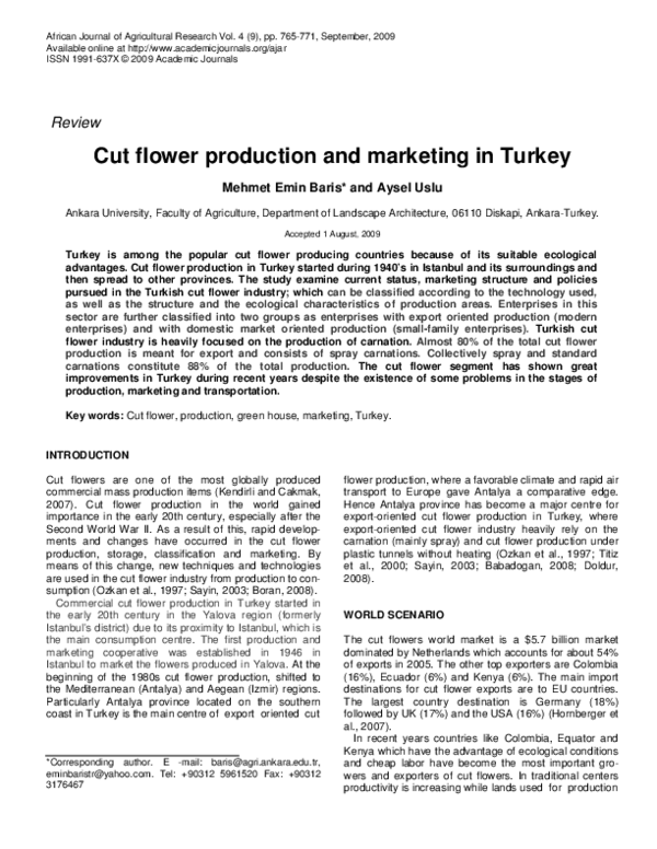(PDF) Cut flower production and marketing in Turkey